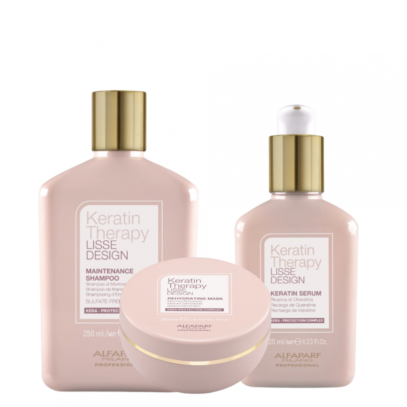 Alfaparf Lisse Design - Pachet cu keratina sh 250ml+masca 200ml+serum 125ml