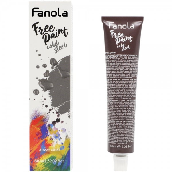 Fanola Free Paint - Pigment pur colorare directa gri otel Cold Steel 60ml
