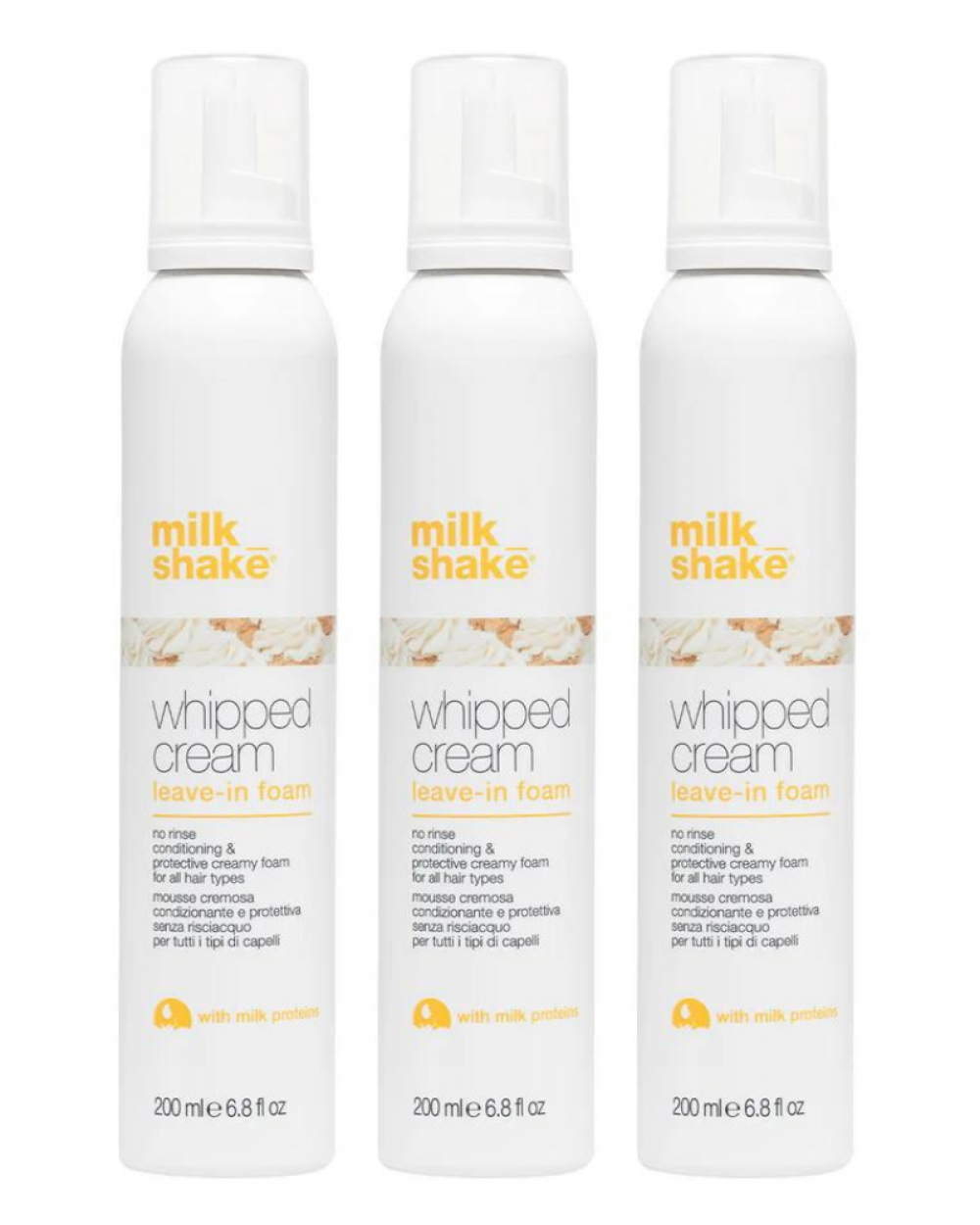 Milk Shake Whipped Cream - Pachet 3 X Leave-in spuma hidratanta 200ml