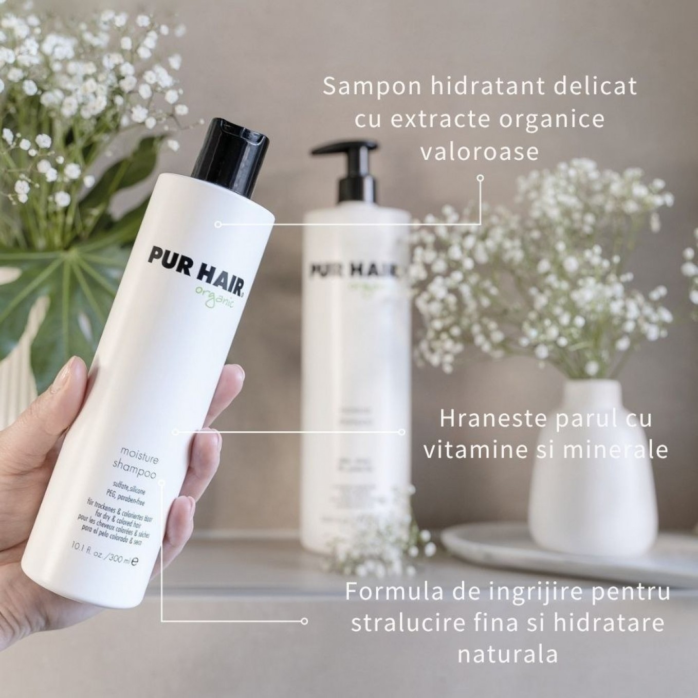 Pur Hair Moisture - Sampon de hidratare organic 300ml