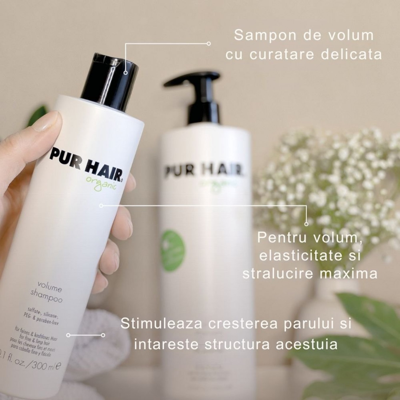 Pur Hair Volume - Sampon organic par fin fara volum 300ml