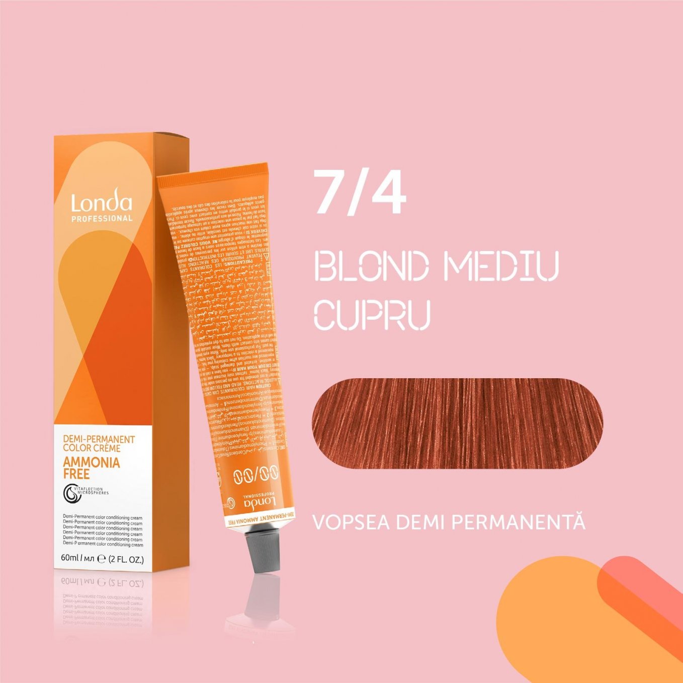 Londa - Vopsea de par demipermanenta nr.7/4 Blond mediu cupru 60ml