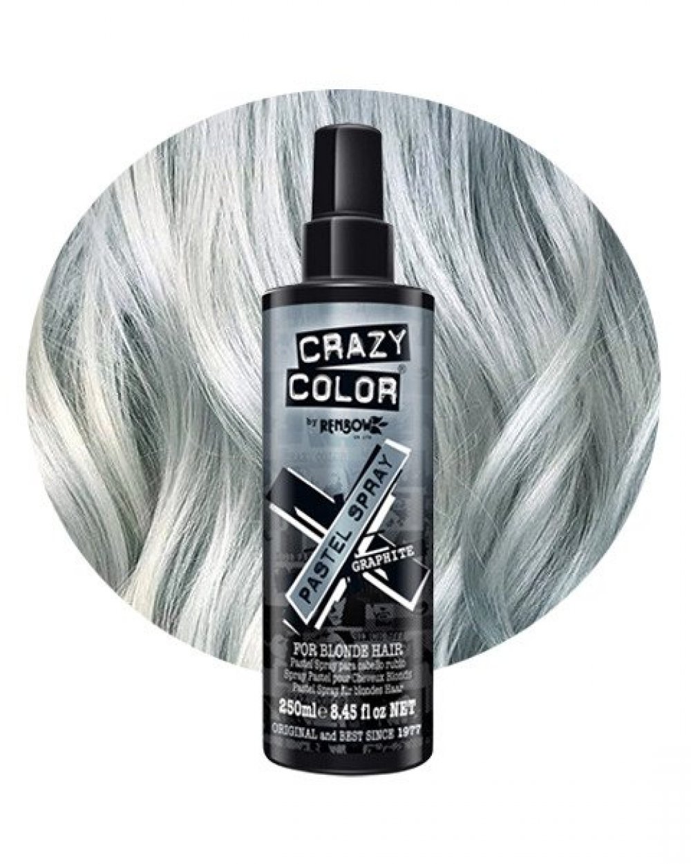 Crazy Color - Spray colorant pentru par blond decolorat Pastel Graphite